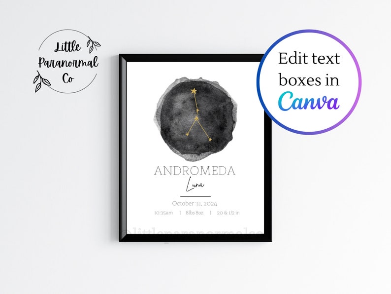 Editable Cancer Constellation Print, Editable Birth Stats Print, Zodiac ...