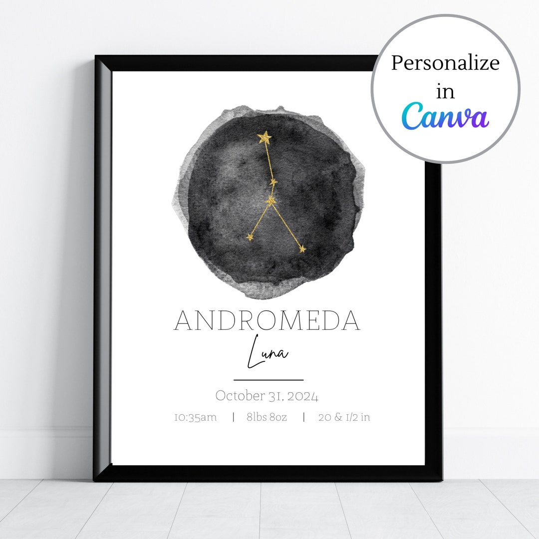 Editable Cancer Constellation Print, Editable Birth Stats Print, Zodiac ...