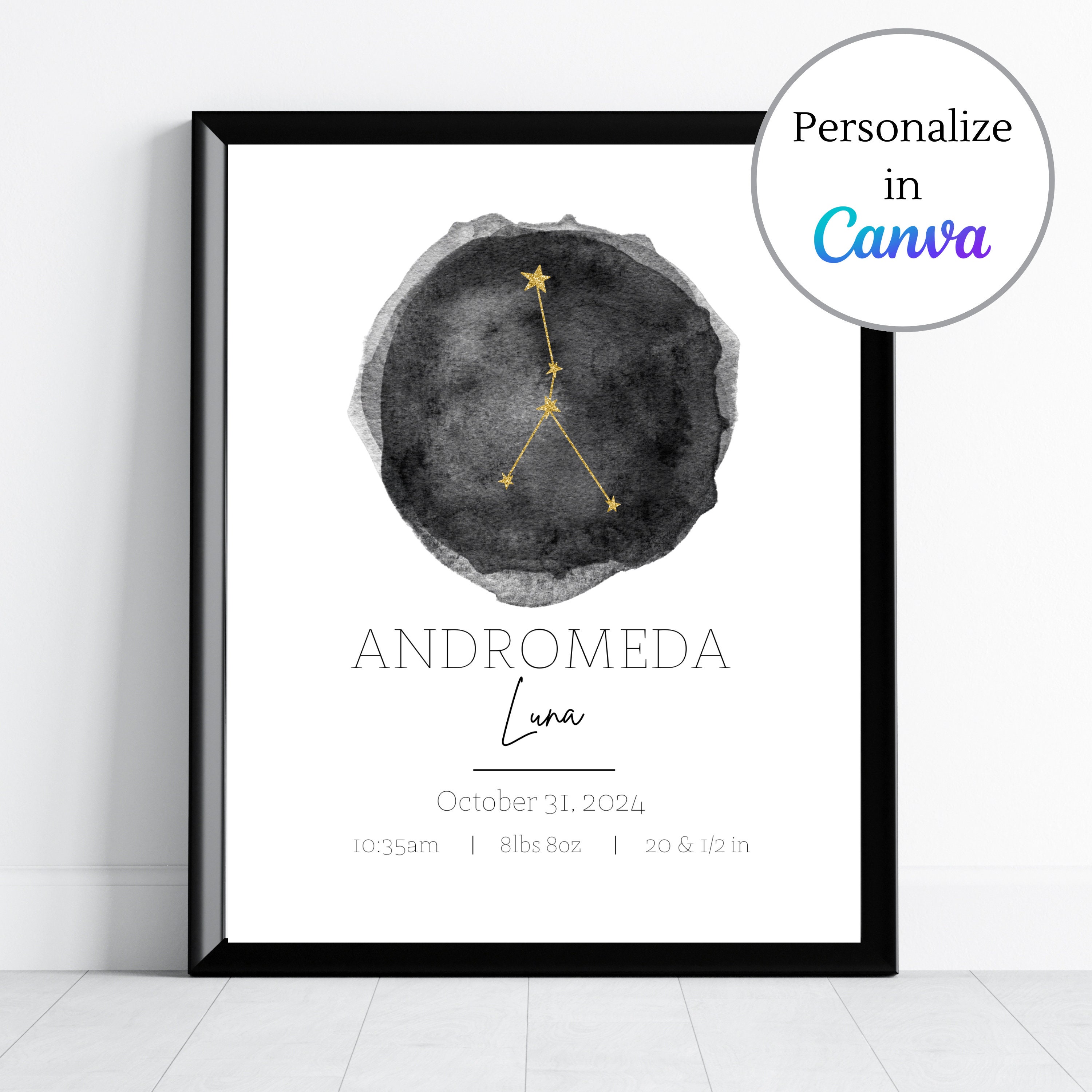 Editable Cancer Constellation Print, Editable Birth Stats Print, Zodiac ...