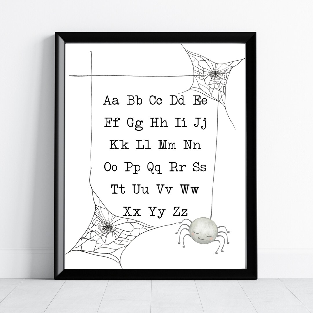 Spiderweb Alphabet, Halloween Wall Art Print, Halloween Nursery Print ...