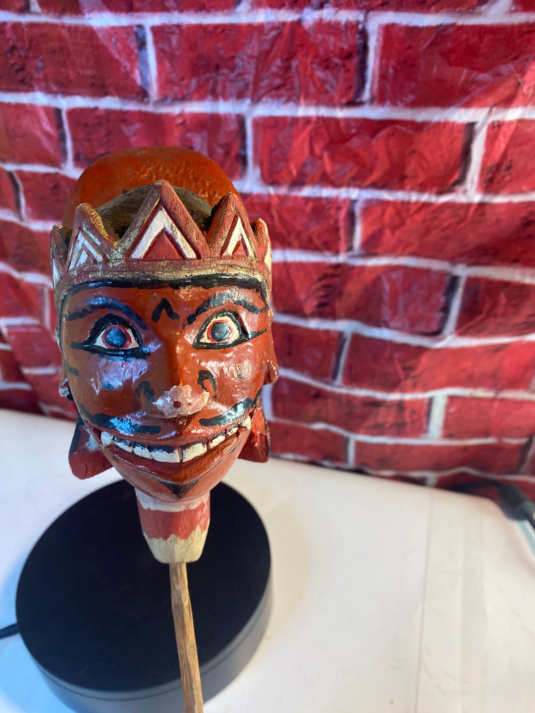Vintage Hand Carved Painted Wooden Puppet Head Folk Art Two Faces - Etsy