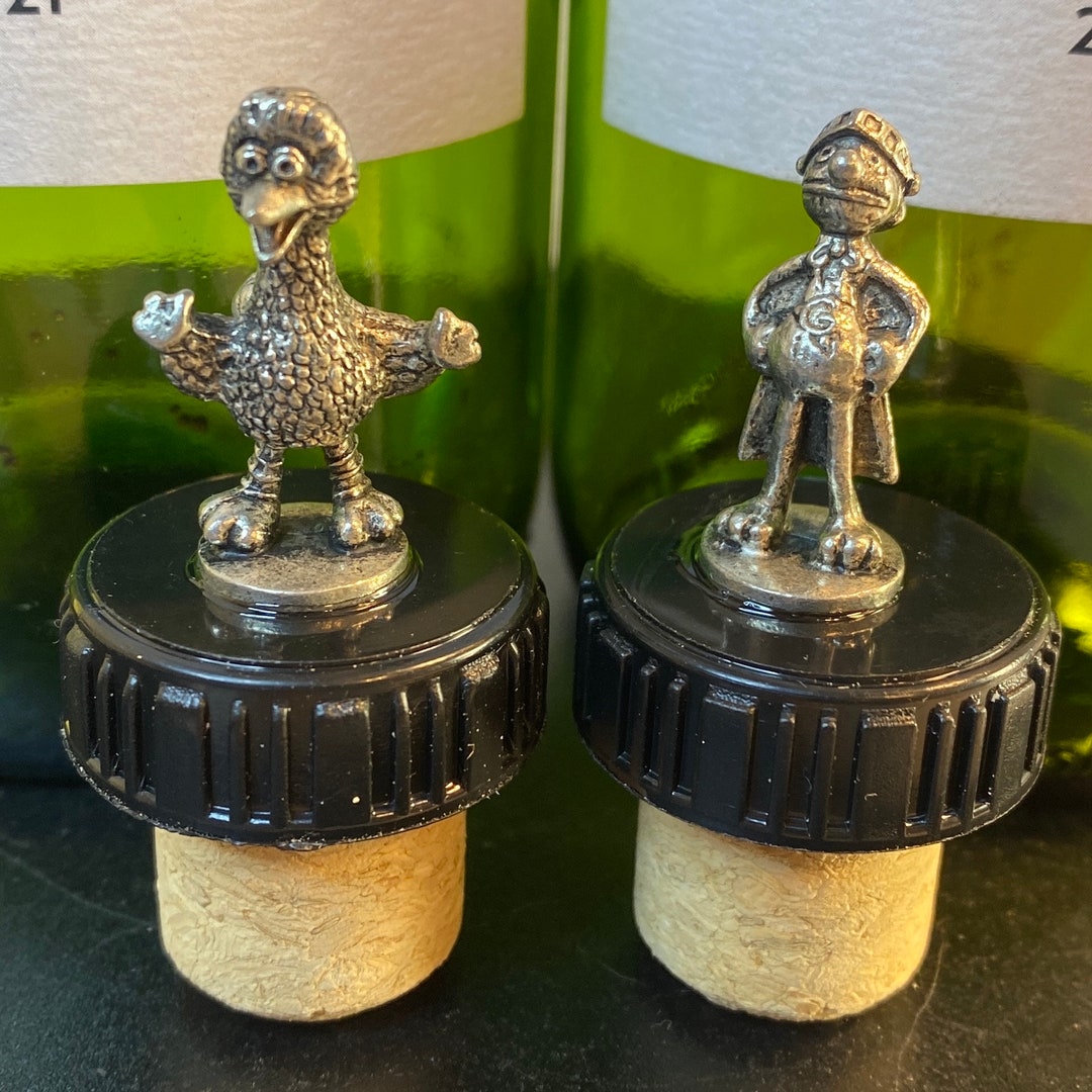 Sesame Street Big Bird and Super Grover Wine Stopper Set Bottle Cork ...