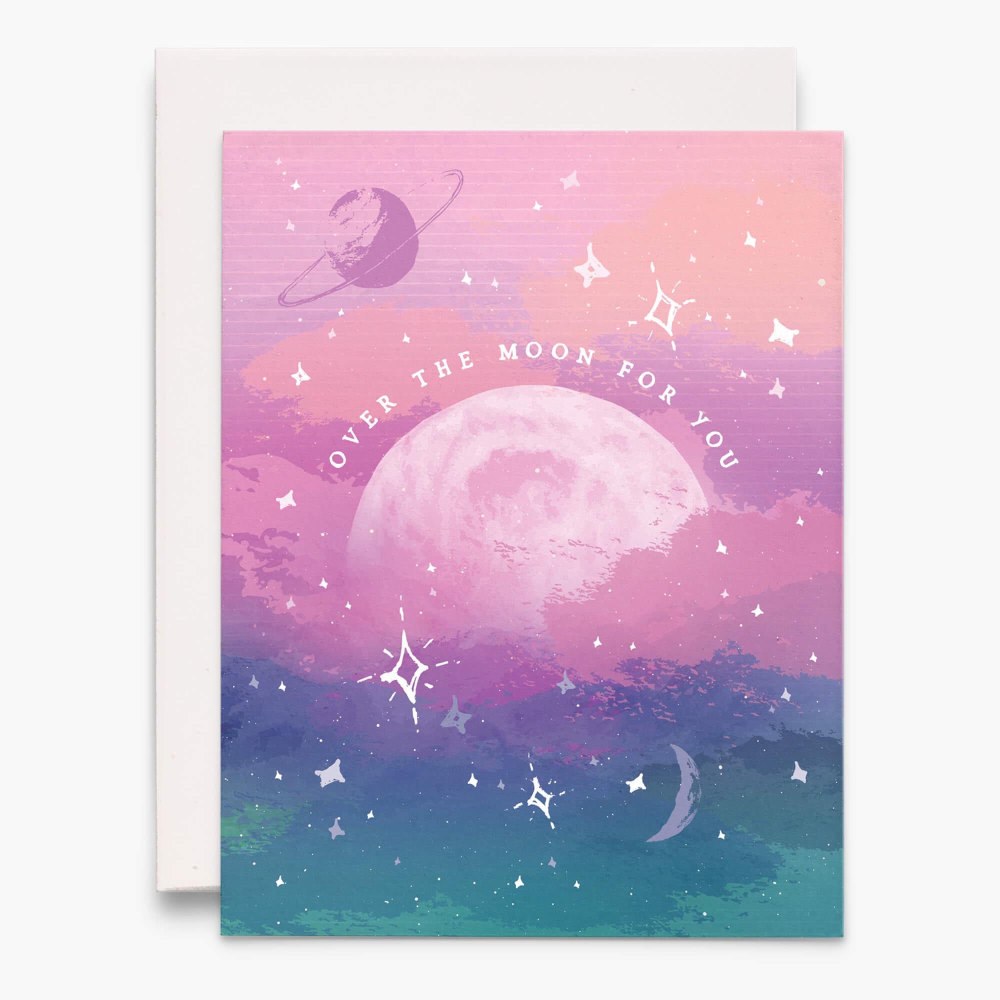Planet Party Over the Moon Greeting Card - Etsy