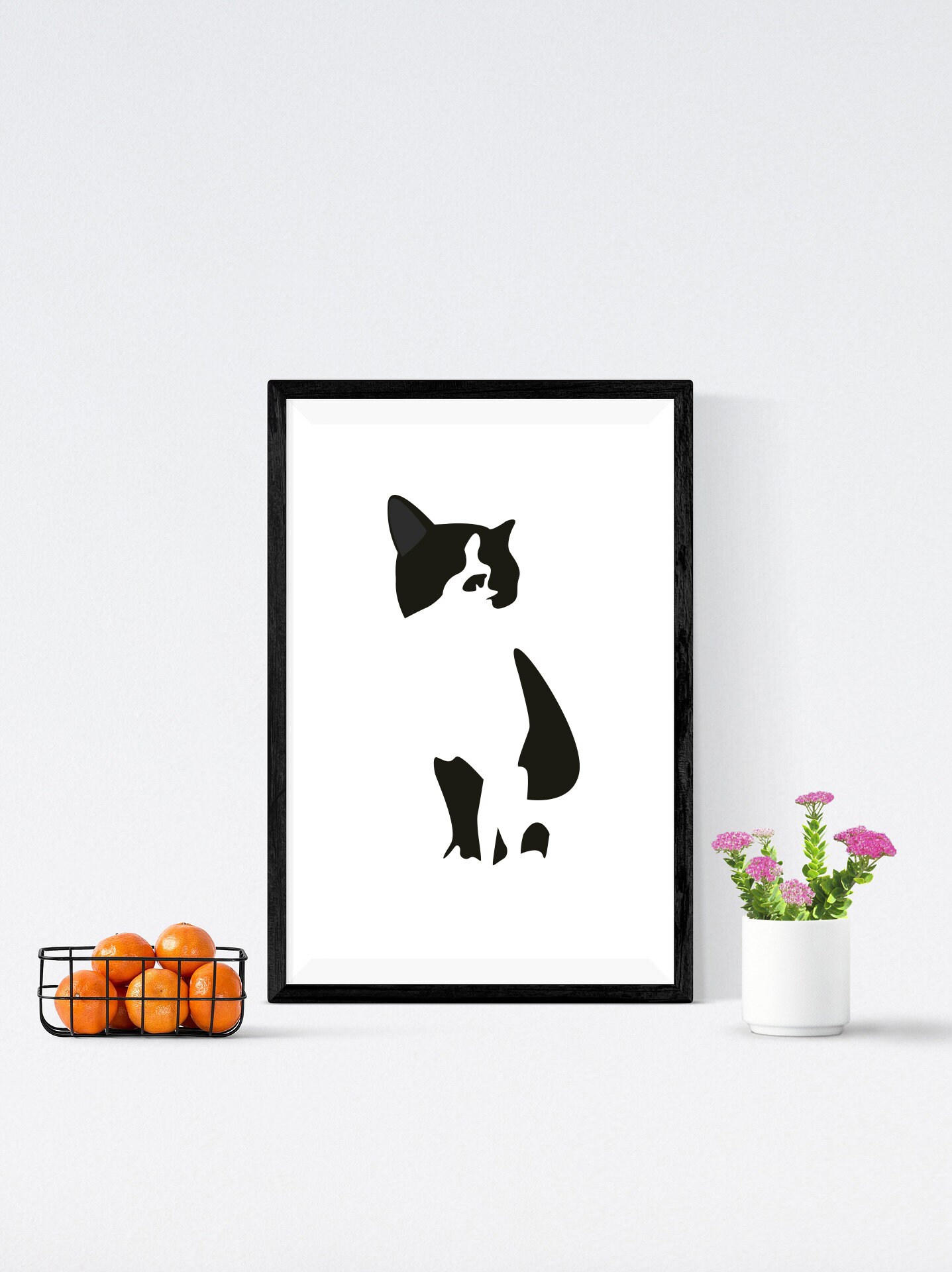 Cat & Dog Gallery Wall Set of 2 Fine Art Prints, Black and White Modern ...