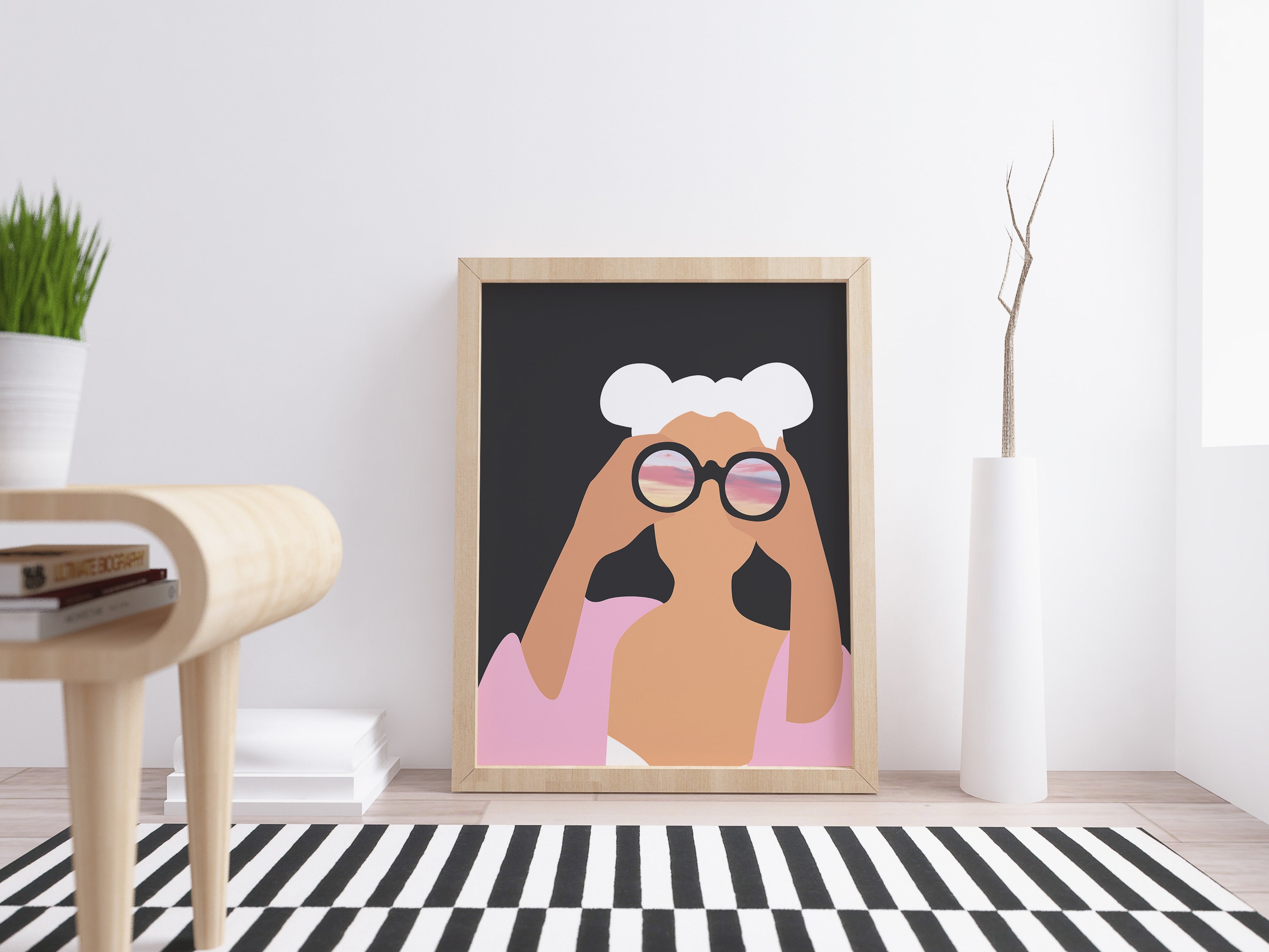 Girl Watching Sunset Printable, Sunset Girl Poster, Woman Portrait ...