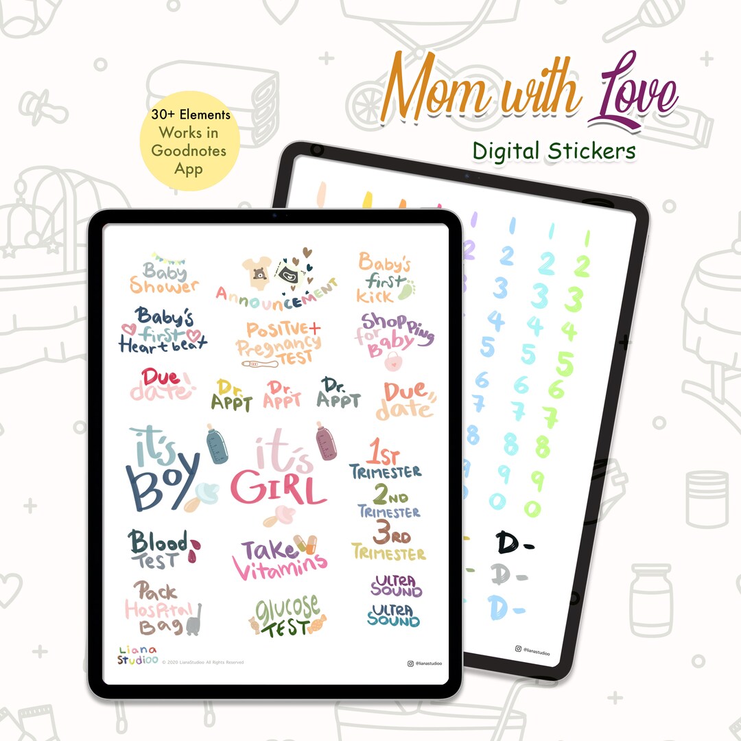 Pregnancy Stickers | Mom With Love| Planner Sticker | Digital Stickers ...