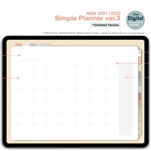 Undated Simple Planner Ver.3 (peach Theme) | UNDATED Planner | 2021 ...