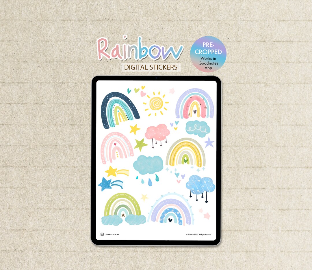 Rainbow Digital Stickers | Digital Planner Stickers | Diary, Scrapbook ...
