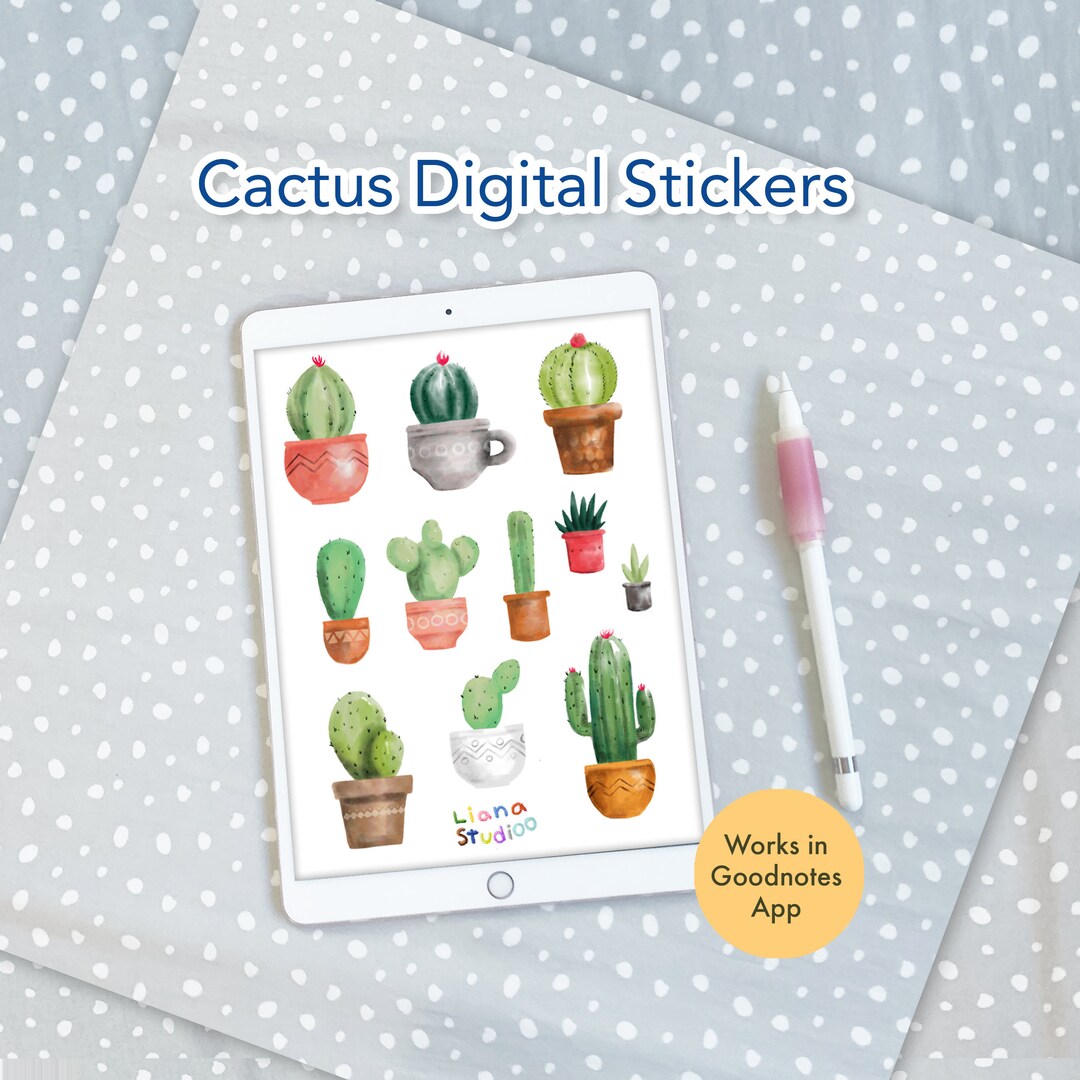 Cactus Stickers | Cactus Watercolor Sticker | Digital Stickers ...