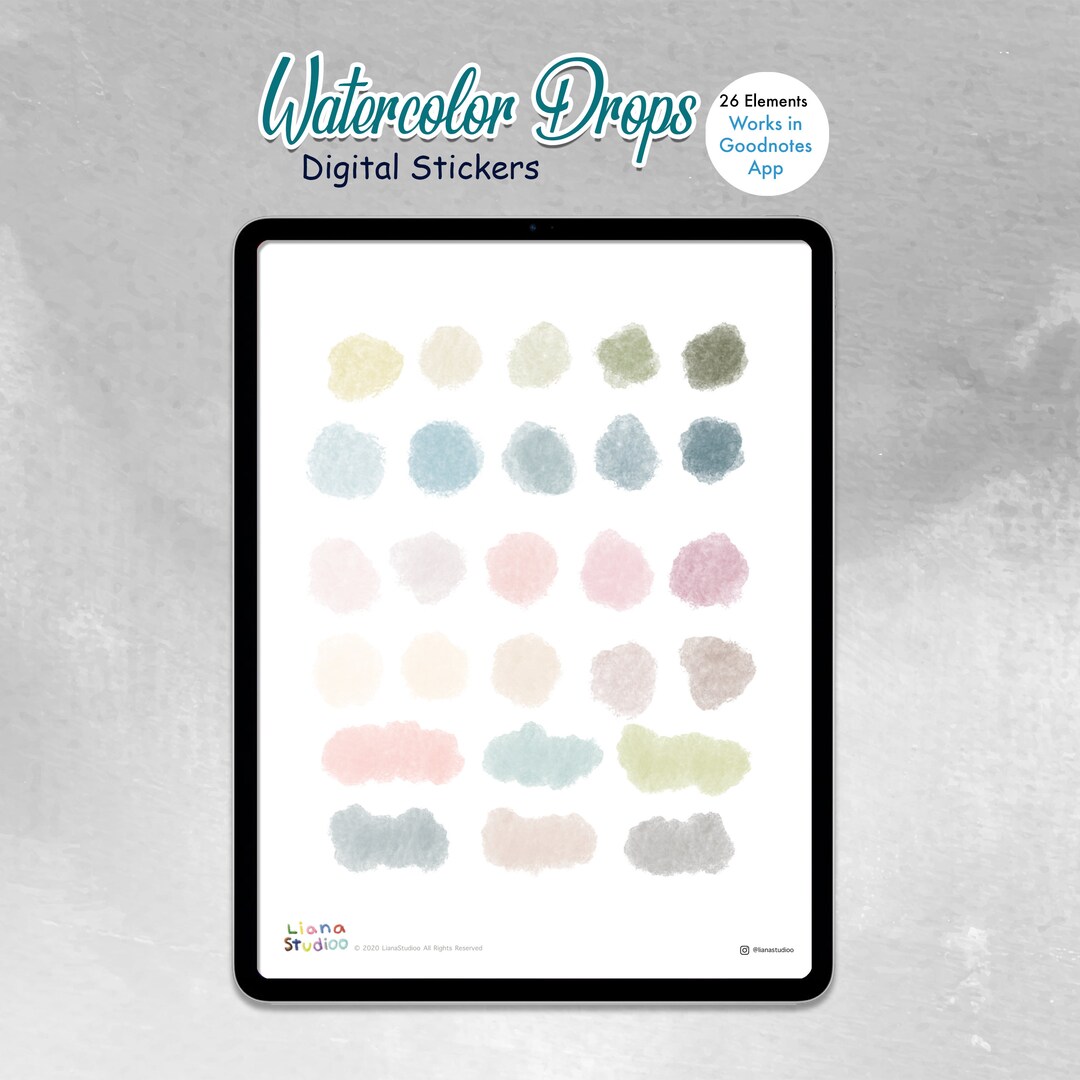 Watercolor Drop Stickers | Planner Stickers | Digital Stickers ...