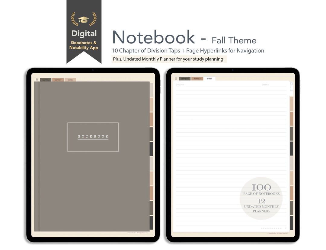 Notebook - Fall Theme | Digital Notebook | UNDATED Planner | 2022 ...