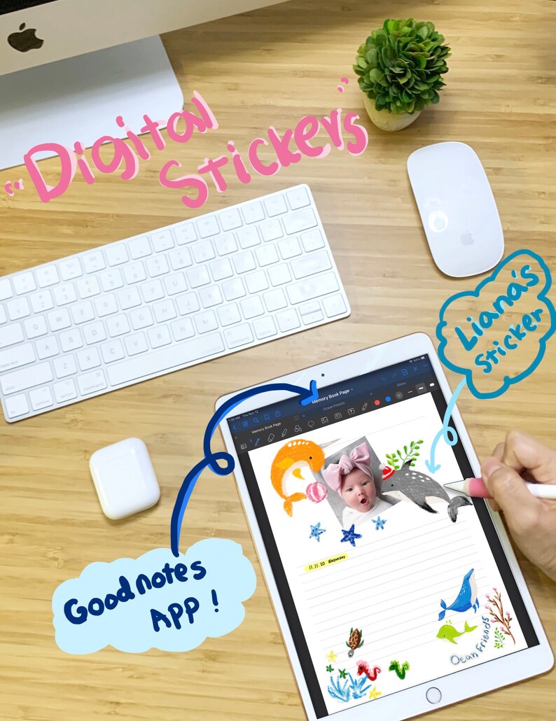 Crayon Digital Stickers | Animal Stickers | Whale Art | Animal Crayon ...