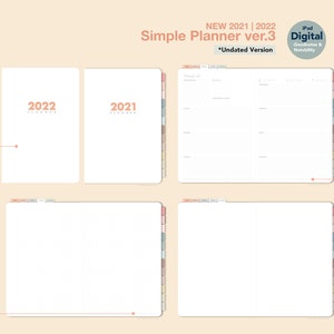 Undated Simple Planner Ver.3 (peach Theme) | UNDATED Planner | 2021 ...