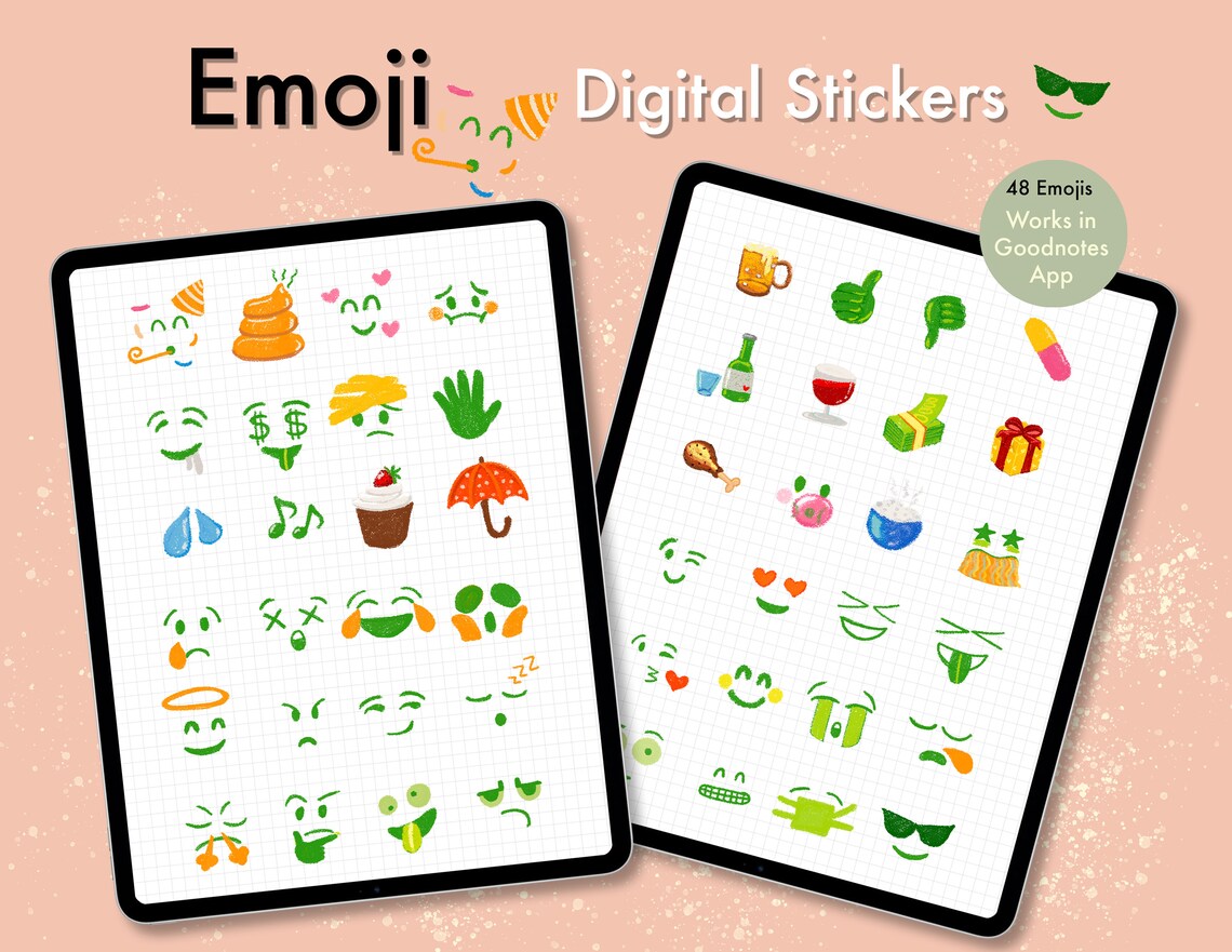 Emoji Sticker | Digital Stickers | Goodnotes Stickers | Emoji | Crayon ...
