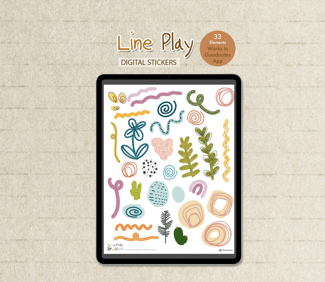 Abstract Line Play | Line & Shape Stickers | Digital Stickers ...