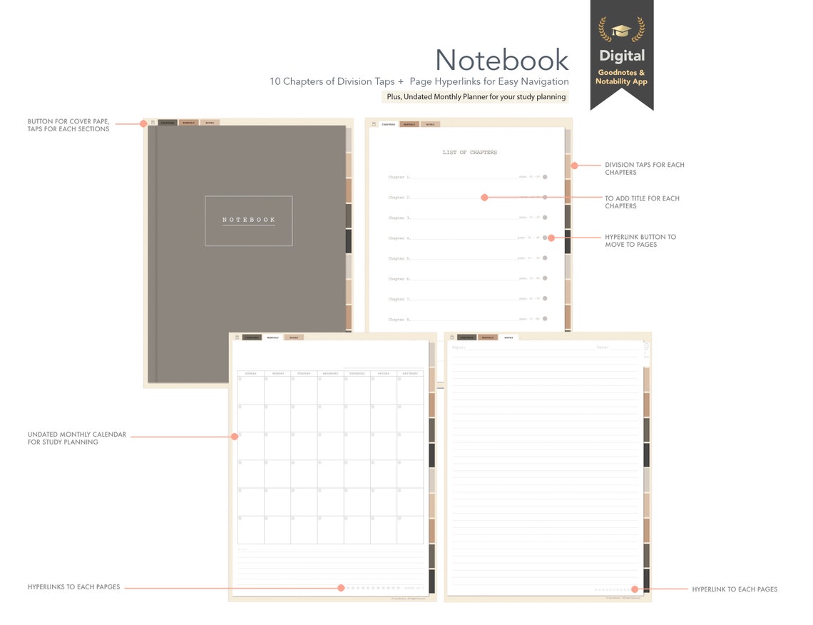 Notebook - Fall Theme | Digital Notebook | UNDATED Planner | 2022 ...