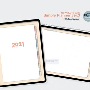 Undated Simple Planner Ver.3 (peach Theme) | UNDATED Planner | 2021 ...
