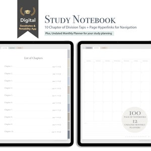 Study Notebook | Digital Notebook | UNDATED Planner | 2022 Planner ...