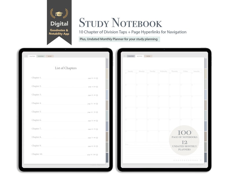 Study Notebook | Digital Notebook | UNDATED Planner | 2022 Planner ...