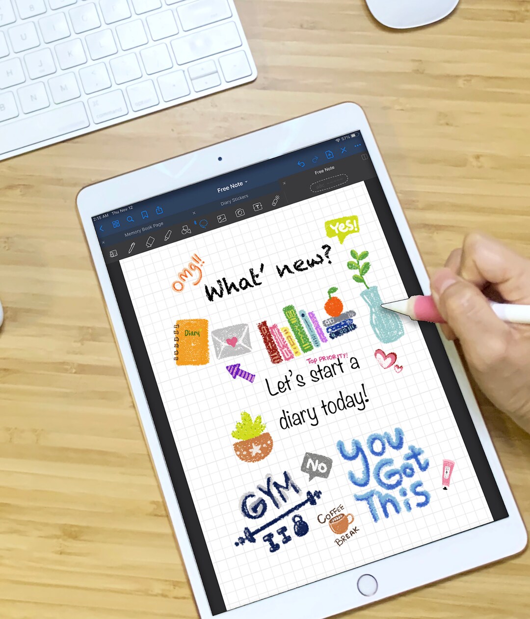 Crayon Digital Stickers | Diary Stickers | Note Stickers | Crayon ...