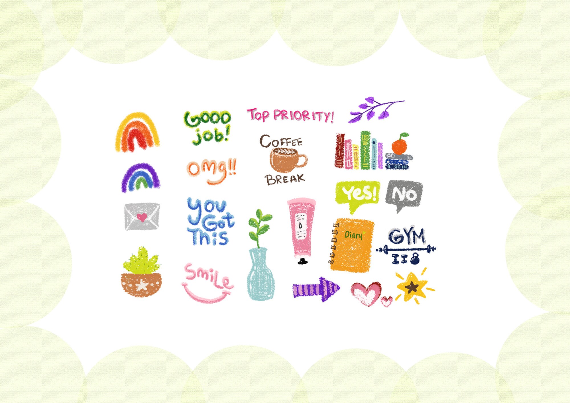 Crayon Digital Stickers | Diary Stickers | Note Stickers | Crayon ...