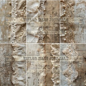 Rustic Lace Papers, 34 Full Size Pages, Digital, Junk Journal Kit ...
