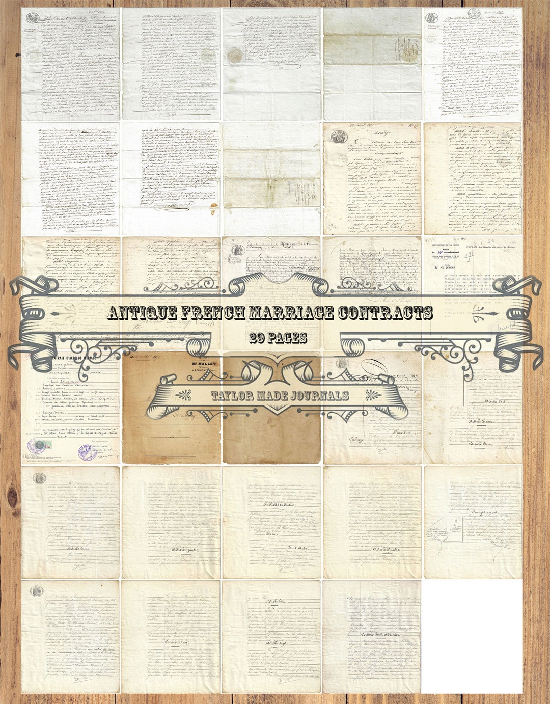 French Marriage Contracts, Junk Journal Printable - 29 Pages,french ...
