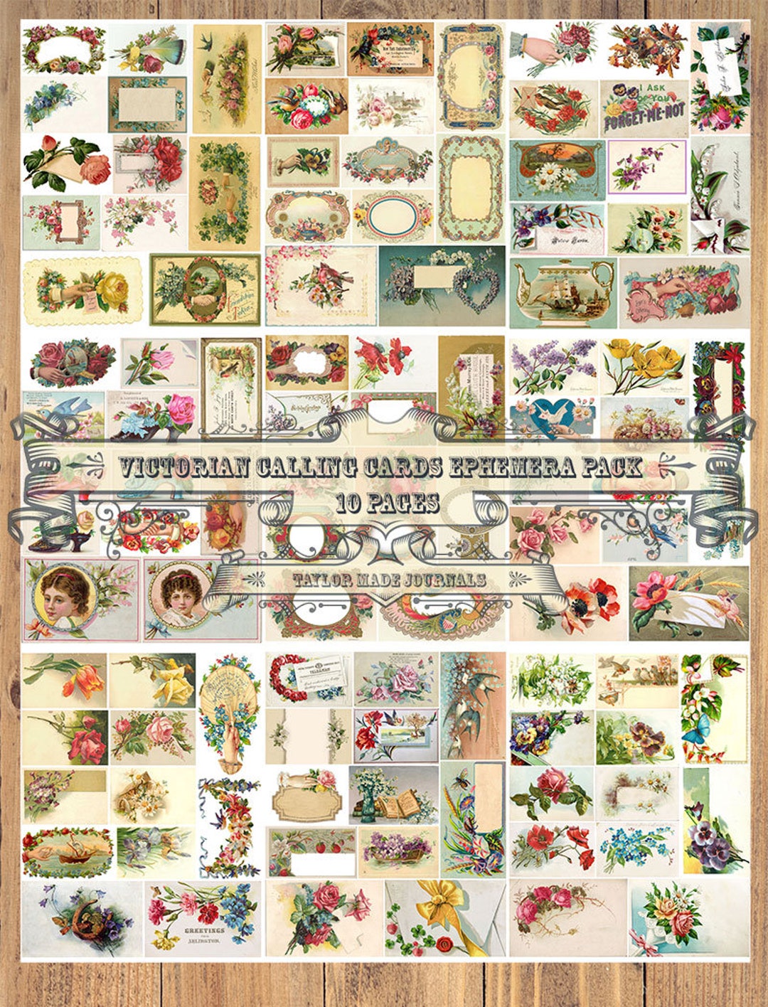 Victorian Calling Cards -120 Cards , Junk Journal Kit,digital Kit ...