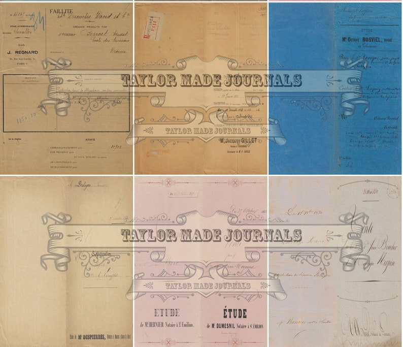 French Document Covers, Junk Journal Kit- 30 Pages, French Printable ...