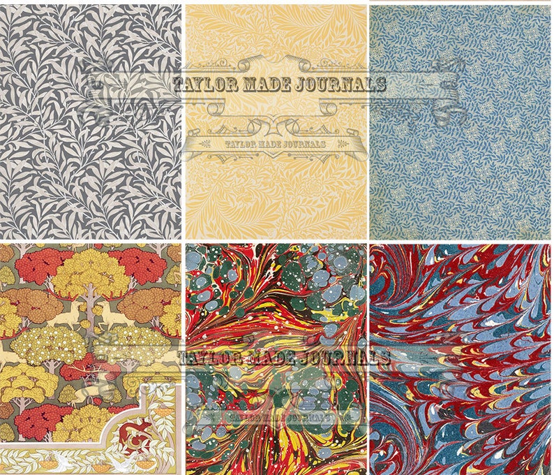 Endpapers & Wallpapers, Junk Journal Kit, SET 1 -30 Page, Digital Junk ...