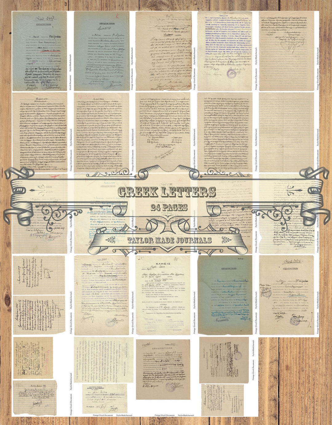 Vintage Greek Documents - 24 Page, Junk Journal Kit, Greek Ephemera ...