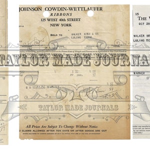 1930's Clothing Factory Receipts - 32 Pages, Junk Journal Kit, Digital ...