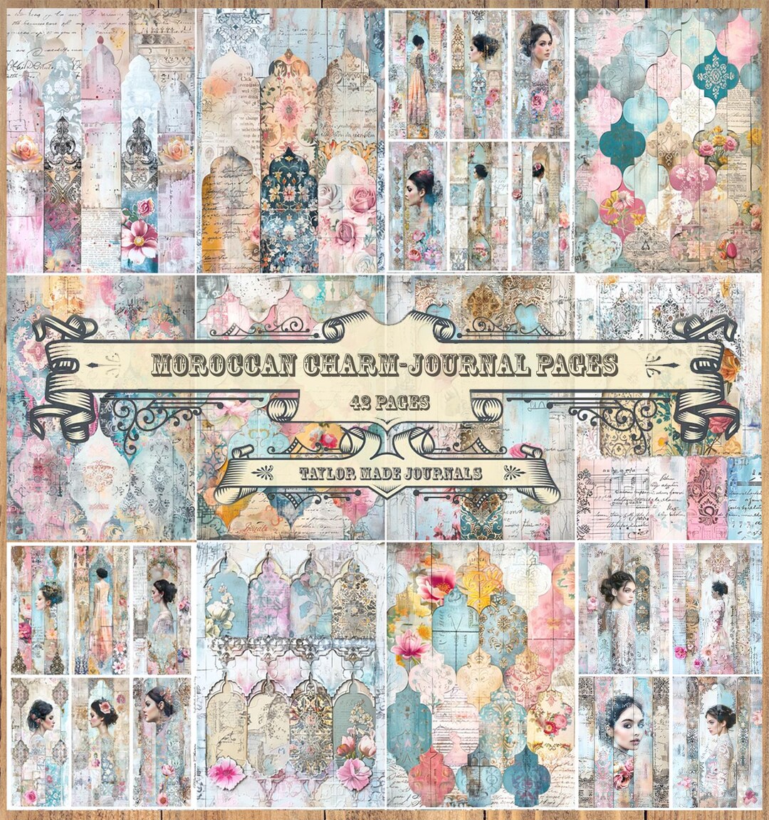 Moroccan Charm, Junk Journal Kit - 42 Page, Digital Kit, Shabby Chic ...