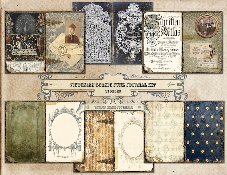 Victorian Gothic Junk Journal Kit 31 Page Printable Junk - Etsy