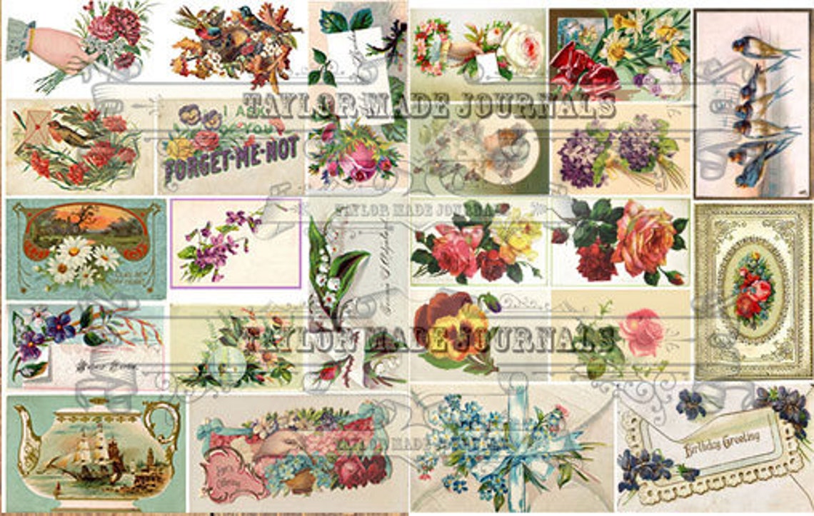 Victorian Calling Cards -120 Cards , Junk Journal Kit,digital Kit ...