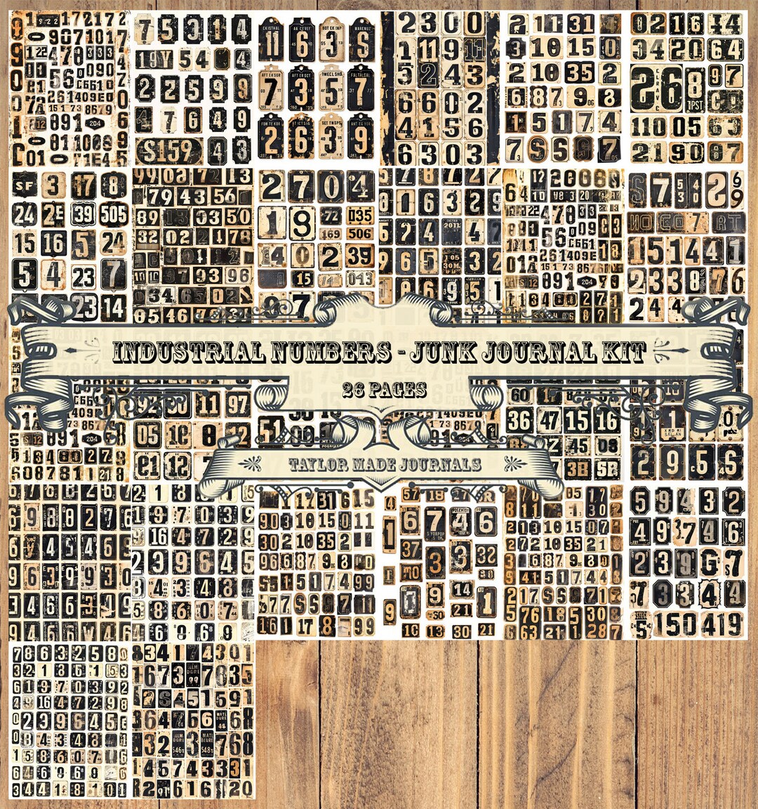 Industrial Numbers, Junk Journal Kit, Set 1-26 Pages, Junk Journal ...