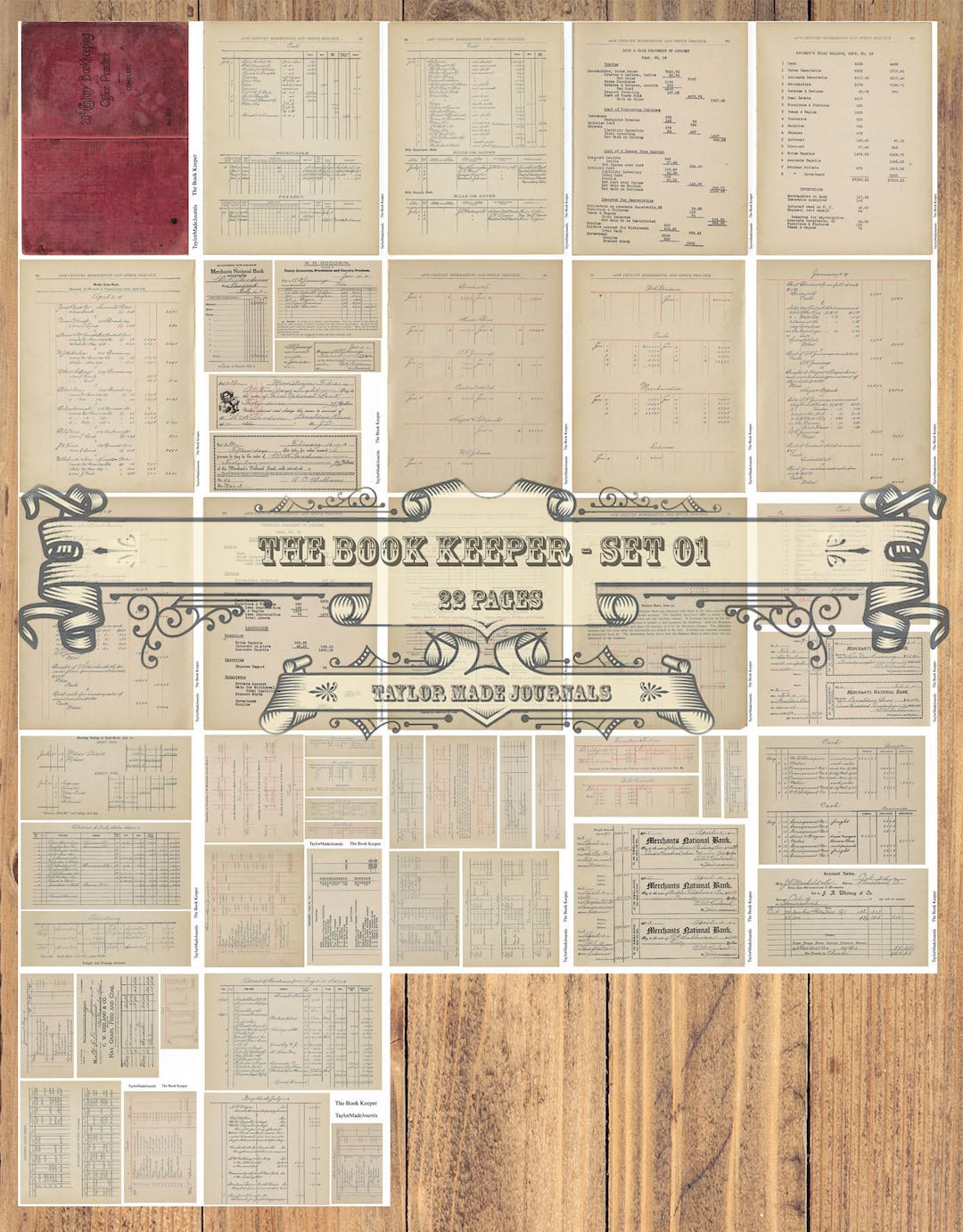 The Bookkeeper - 22 Page, Digital Junk Journal Kit, Ledger Kit ...