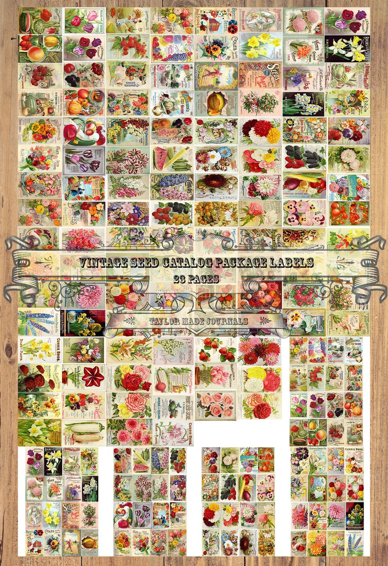 Vintage Seed Packet Labels - 23 Page, Junk Journal Kit, Digital Kit ...