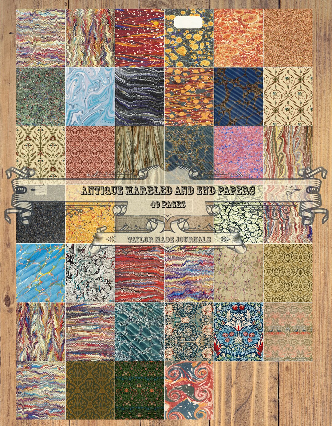 Marble Papers and End Papers, Junk Journal Kit ,set 1 - 40 Pages ...