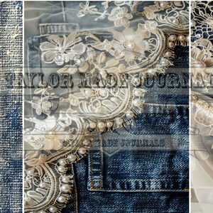 Denim and Lace Papers, 34 Page, Digital, Junk Journal Kit, Collage ...