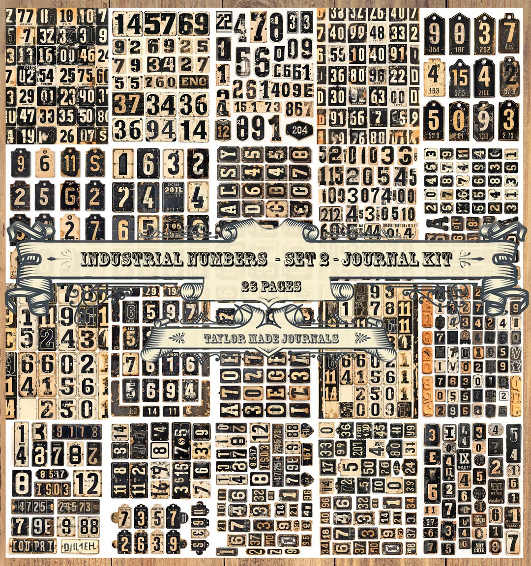 Industrial Numbers, Junk Journal Digital, Set 2-28 Full Sized Pages ...
