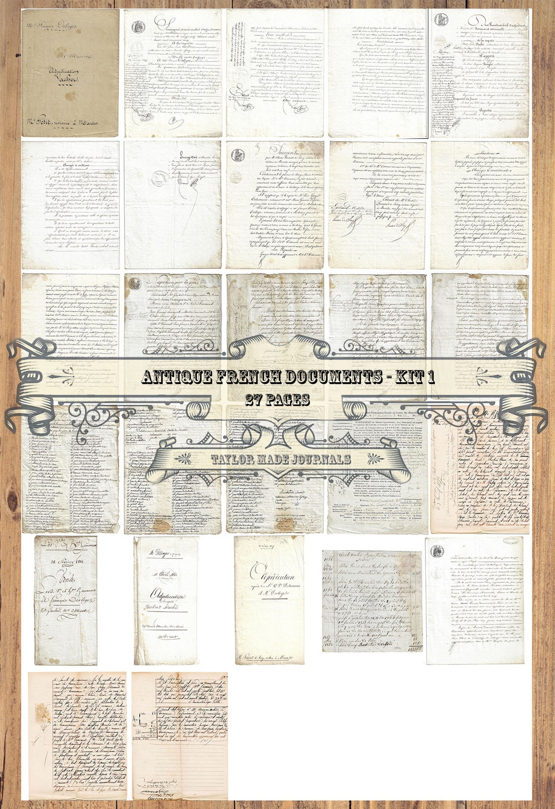 French Documents Junk Journal Printable SET 1 27 Page - Etsy