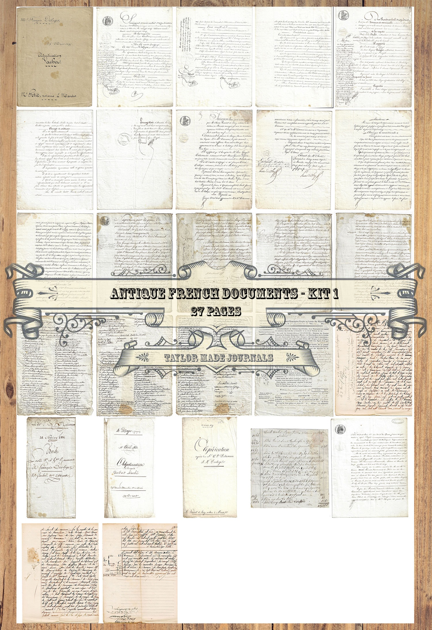French Documents Junk Journal Printable SET 1 27 Page - Etsy