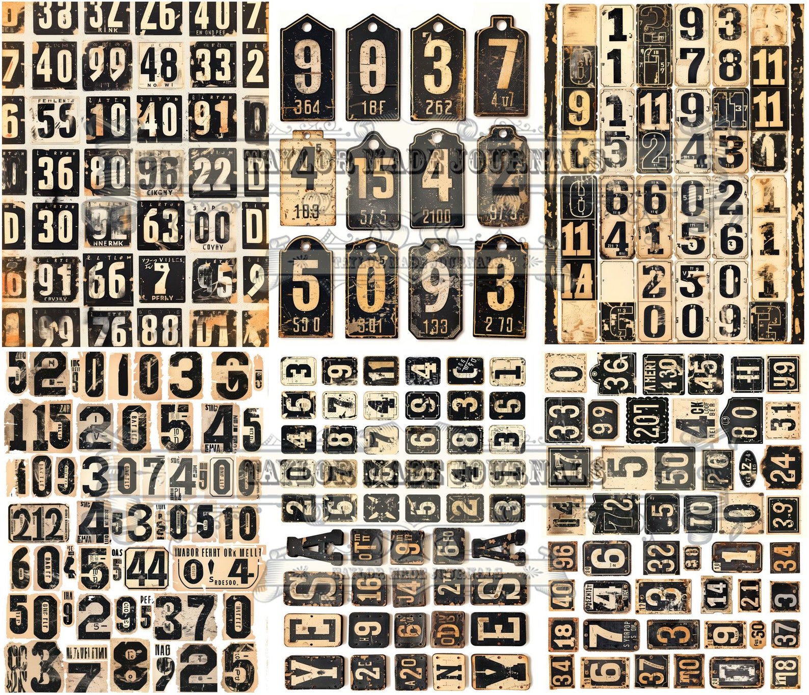 Industrial Numbers, Junk Journal Digital, Set 2-28 Full Sized Pages ...