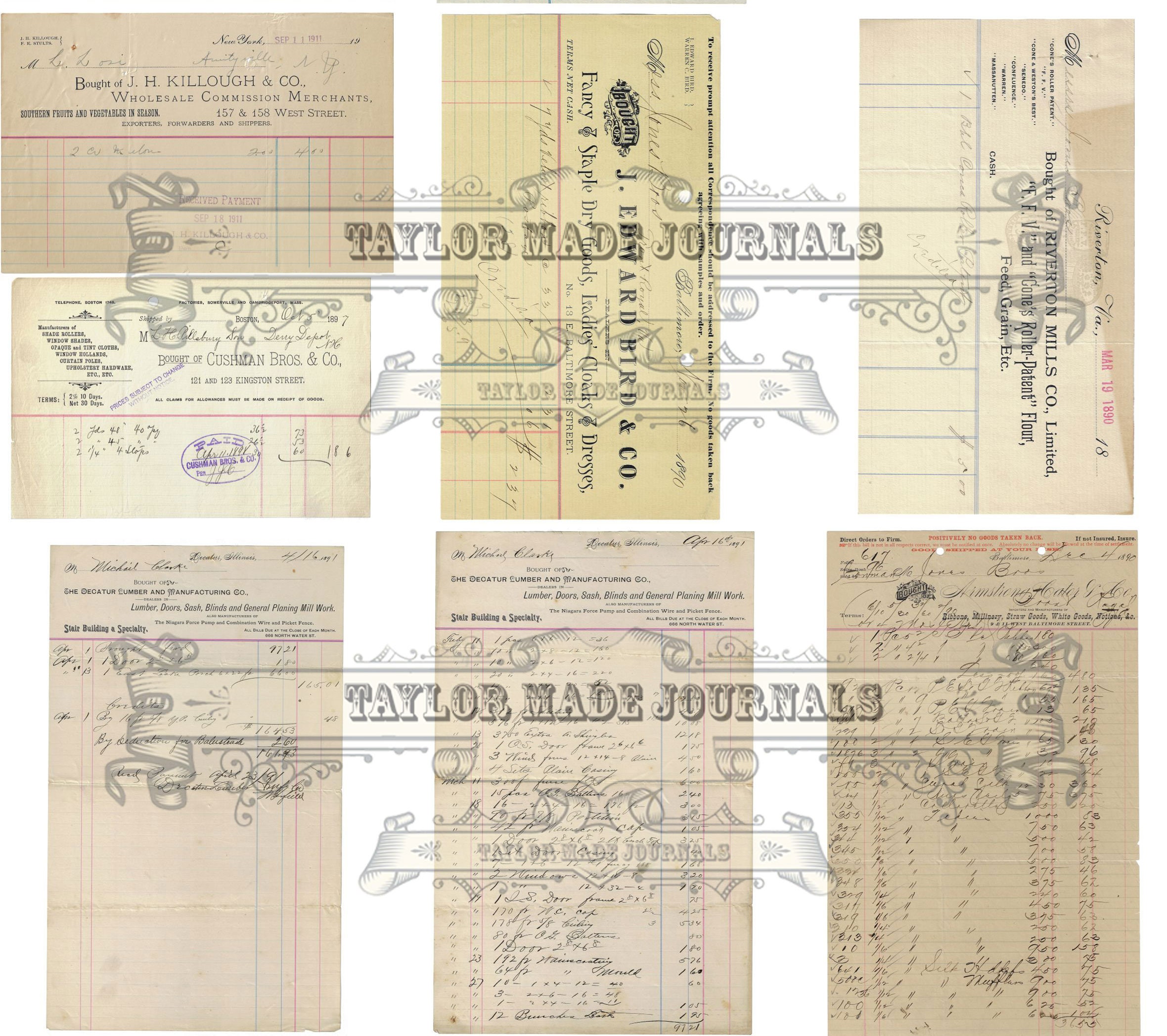 Vintage Letterhead Receipts Set 1, Junk Journal Digital Kit- 30 Pages ...