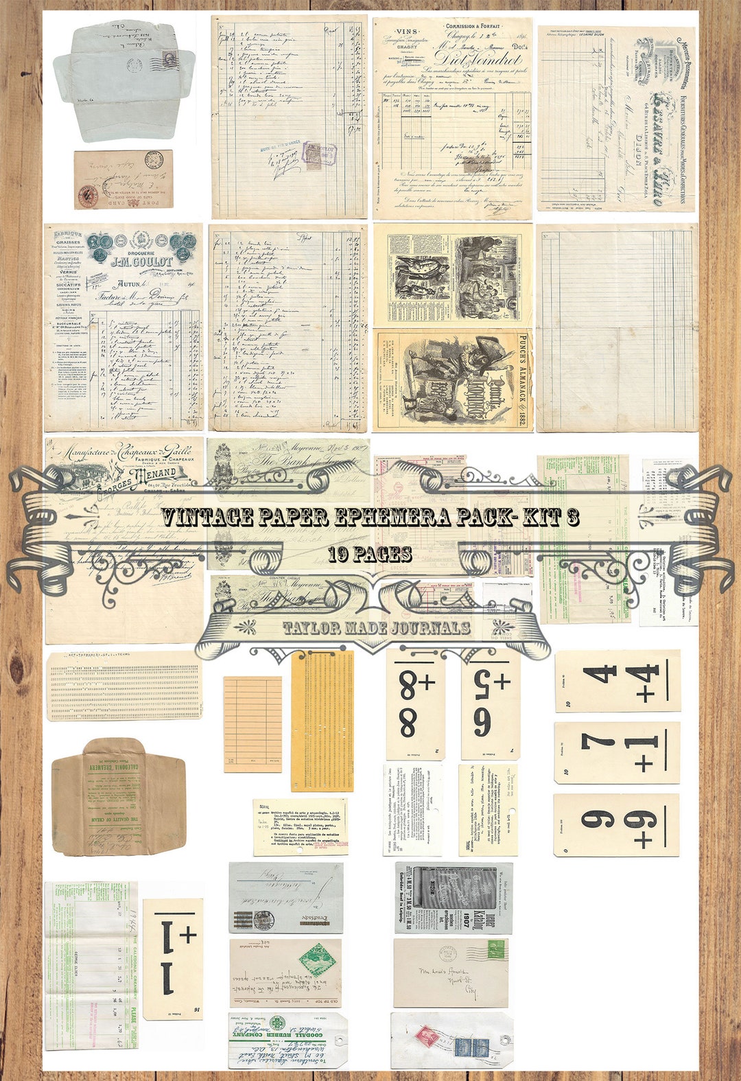 Vintage Paper Ephemera, SET 3 -18 Page, Digital ,junk Journal Kit ...