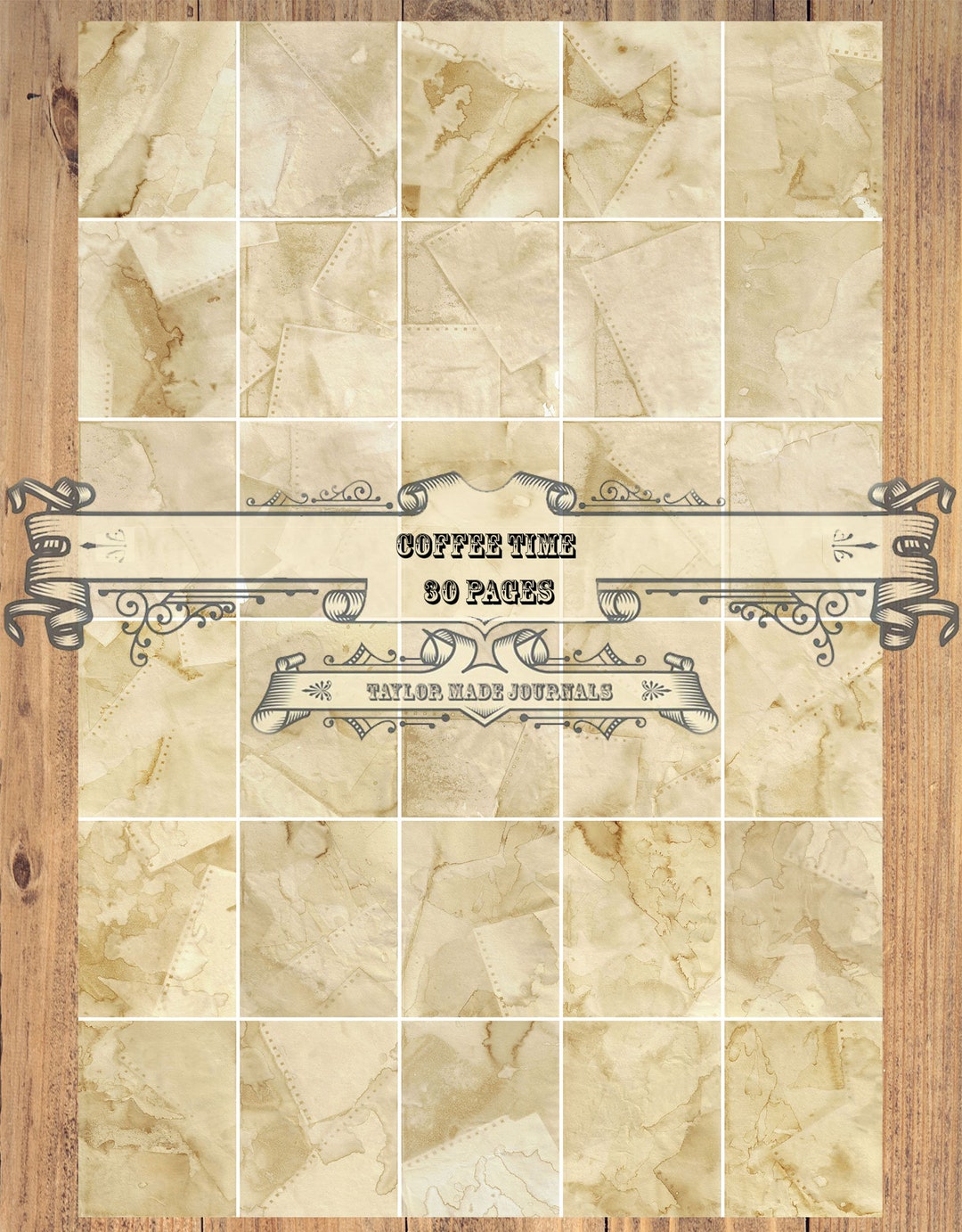 Coffee Time Dyed Paper -30 Page, Junk Journal Kit, Digital, Coffee Dyed ...