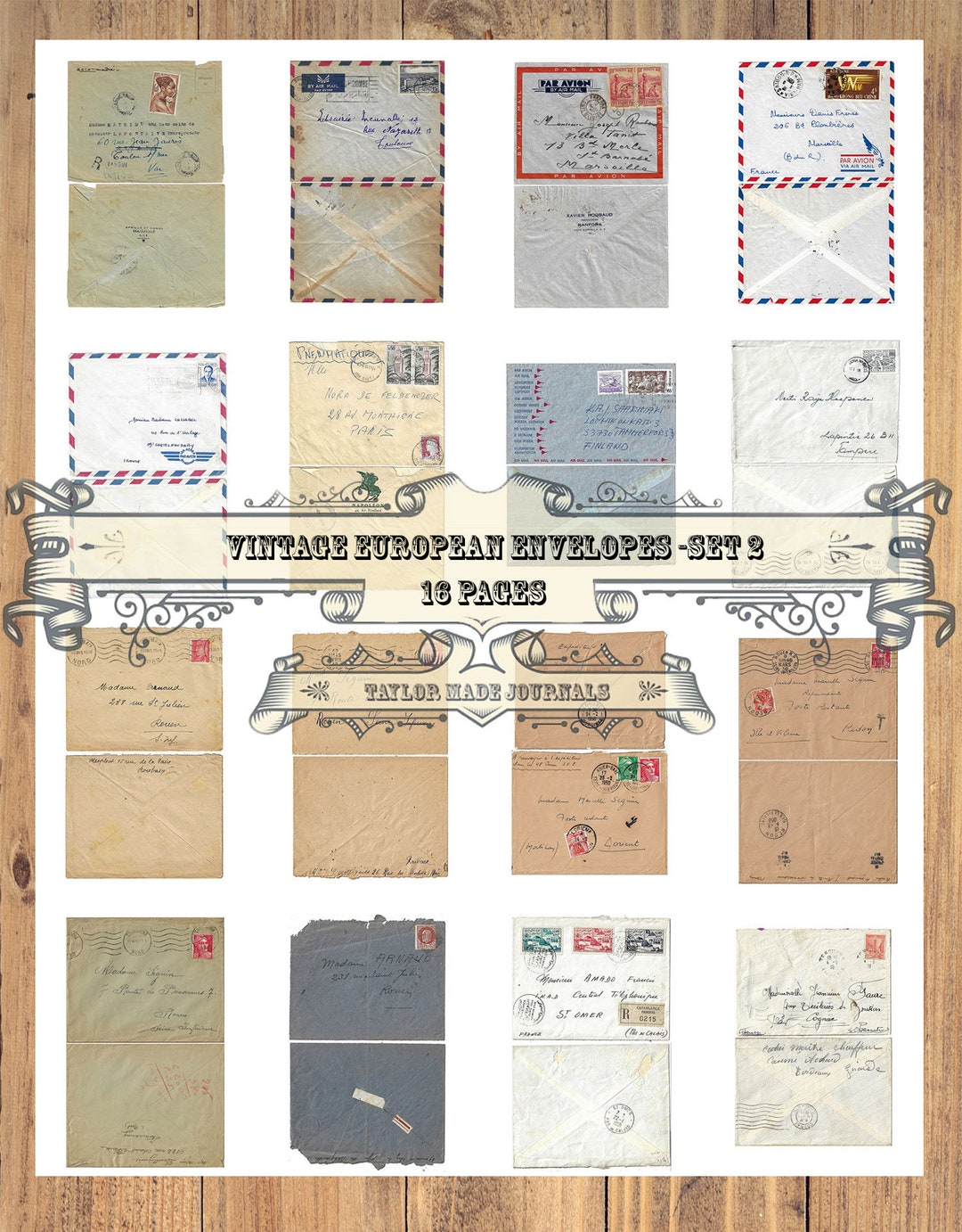Vintage European Envelopes, SET 2 -16 Page, Junk Journal Kit, Digital ...