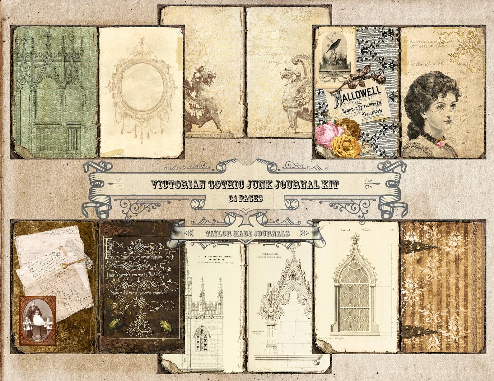 Victorian Gothic Junk Journal Kit 31 Page Printable Junk - Etsy