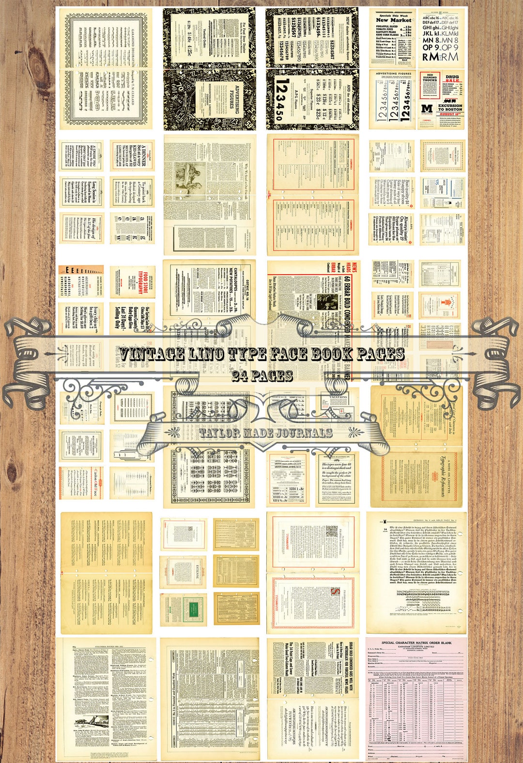 Linotype Typesetting -24 Page, Printable, Junk Journal Kit, Collage ...